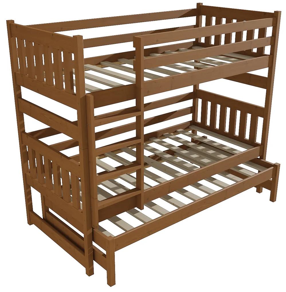 Vomaks Patrová postel s výsuvnou přistýlkou PPV 019 Rozměr: 80 x 180 cm, Barva: bezbarvý lak, Prostor mezi lůžky: 80 cm