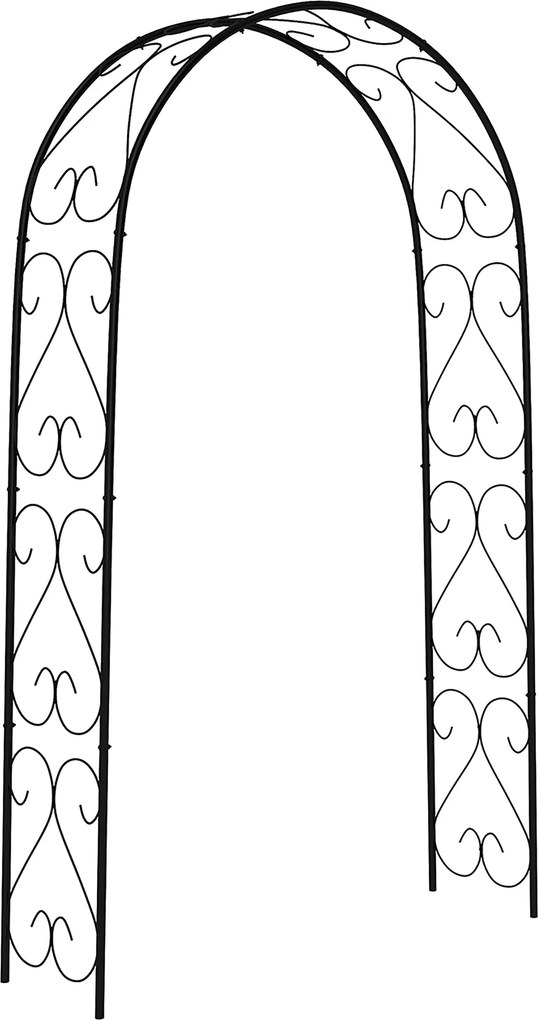 Outsunny Růžový oblouk, ocelový zahradní oblouk pro popínavé rostliny, 125 x 37 x 230 cm opora, zahradní dekorace, černá | Aosom