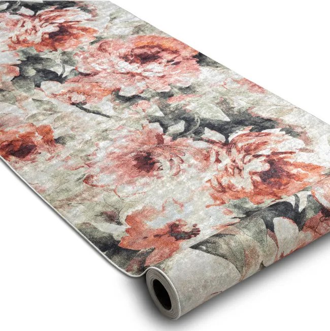 Protiskluzový běhoun LOTUS BOUQUET 52900 květiny béžový / růžový - Výprodej