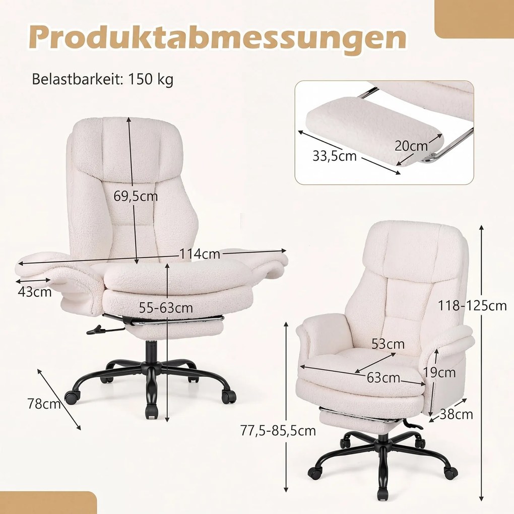 Costway Kancelářské křeslo ergonomické výškově nastavitelné manažerské křeslo