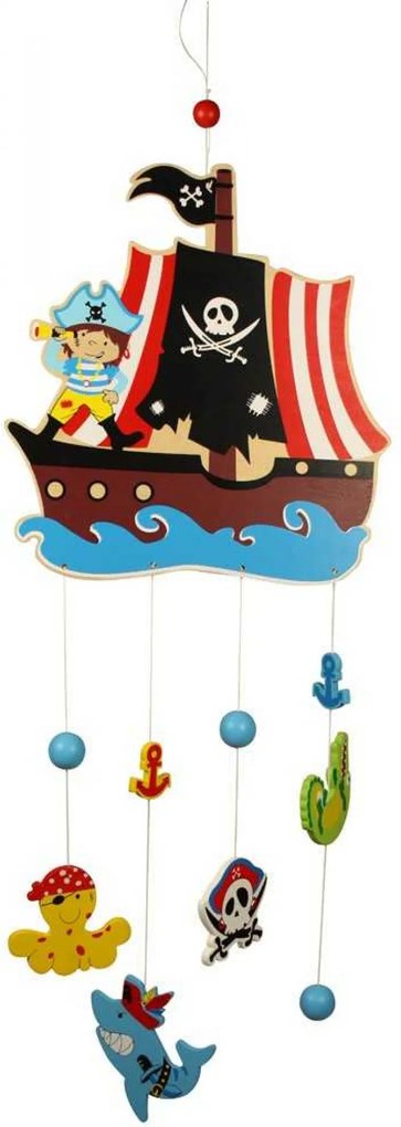 Bigjigs Toys Dřevěný závěsný kolotoč Piráti