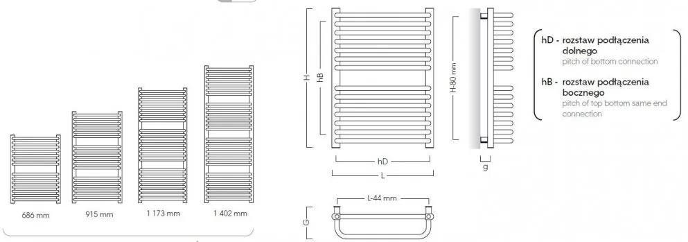 Instalprojekt Koupelnový radiátor STANDARD 3D Barva radiátoru - Bílá, Rozměr radiátoru - 300 x 915 mm, výkon 481 W, Typ připojení - Boční RADSTA3309035BN
