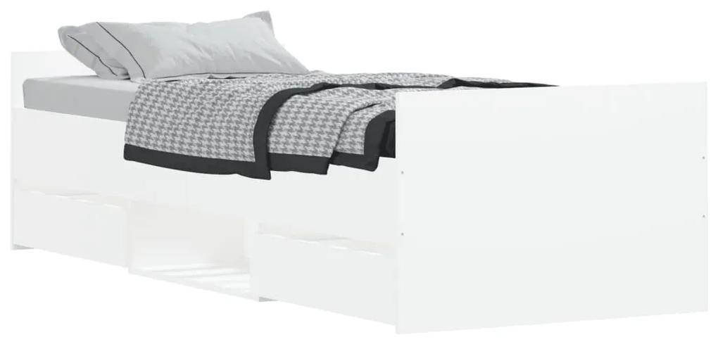 vidaXL Rám postele s hlavovým a nožním čelem bílý 75 x 190 cm