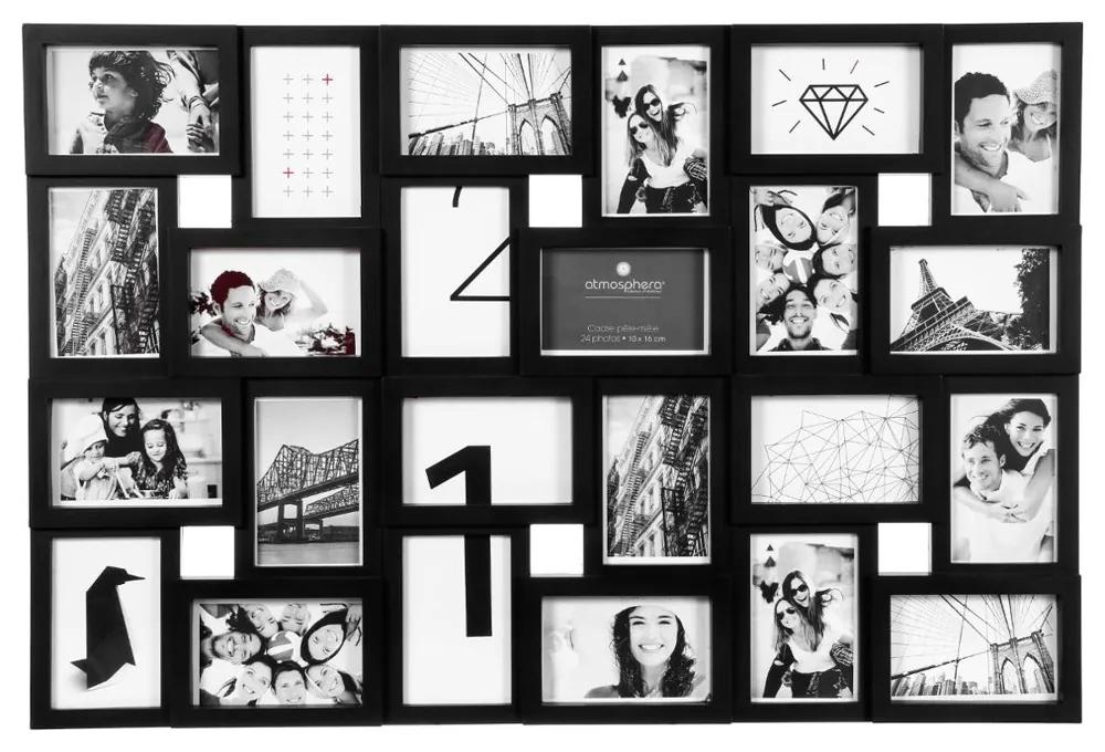 Rámeček pro 24 fotky, fotorámeček, rámeček na fotky - mini galerie na fotky,  barva černá | Biano