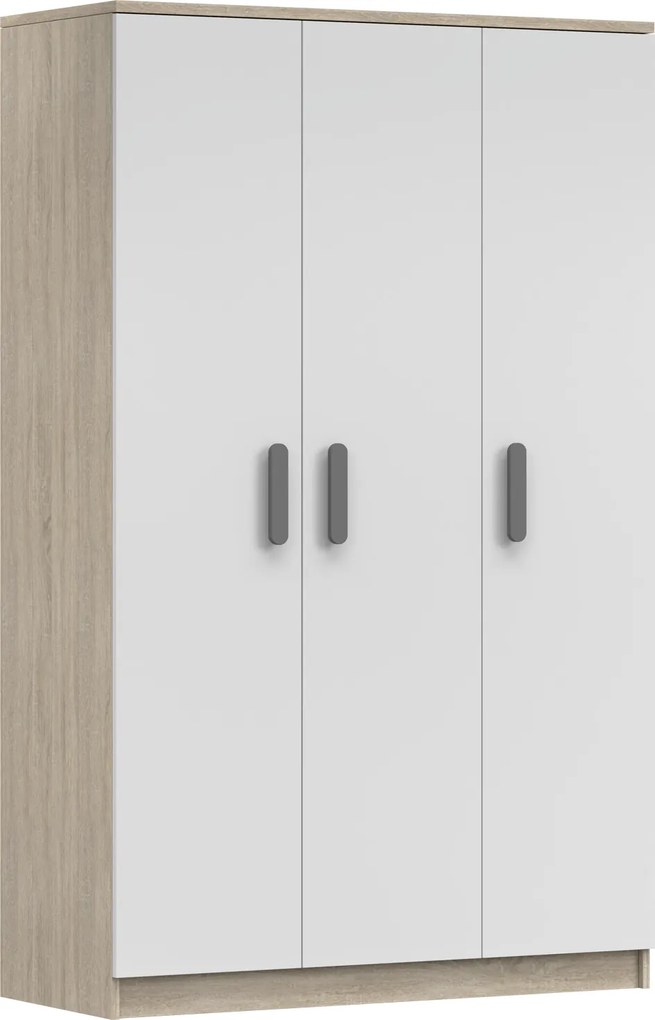 IDZ Šatní skříň SMYK III 3D 19, 120 cm Bílá + Dub Sonoma / Barevné úchytky Barva: Zelená