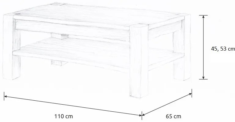 Wooded Konferenční stolek Denver z masivu DUB Výška stolku: 53 cm