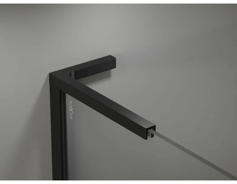 Mexen Kioto-X, L sprchová zástěna 120 x 200 cm, 10mm čiré sklo, černý profil, 800-120-107-70-00-X