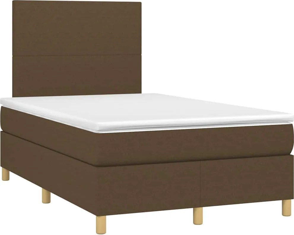 Box spring postel s matrací a LED tmavě hnědá 120x200 cm textil 3135264