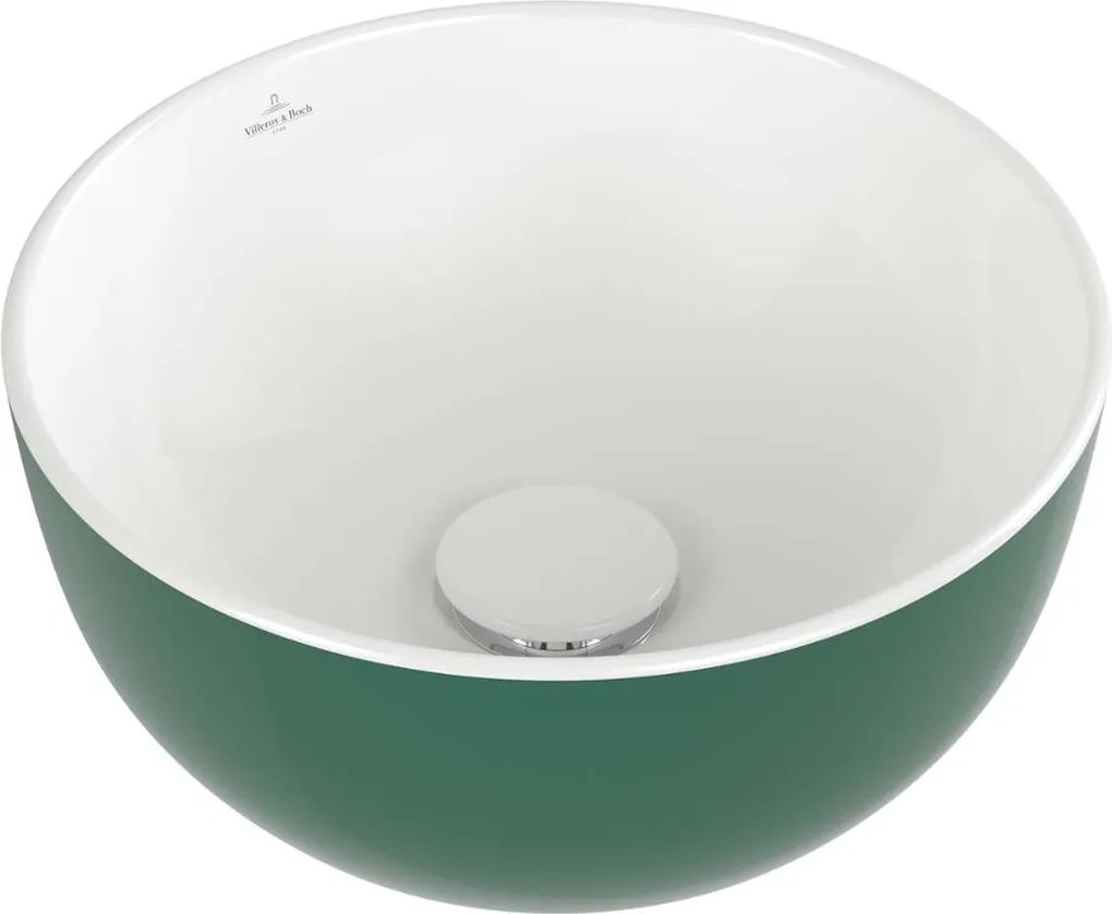 Villeroy & Boch Artis - Umyvadlo na desku, průměr 33 cm, bez přepadu, bez otvoru pro baterii, Forest 438932BCS7