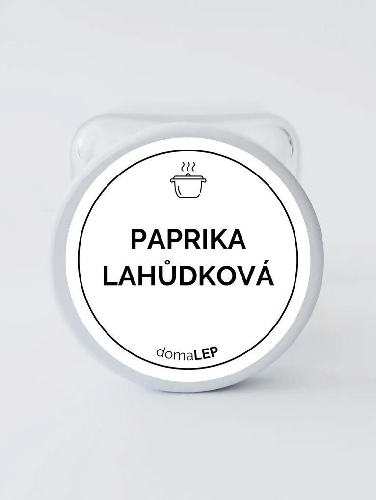 Samolepka na kořenky PAPRIKA LAHŮDKOVÁ bílá 5 cm tučné písmo