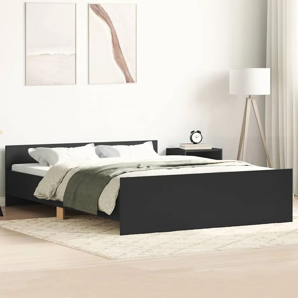 Rám postele s hlavovým a nožním čelem černý 150 x 200 cm 3203755
