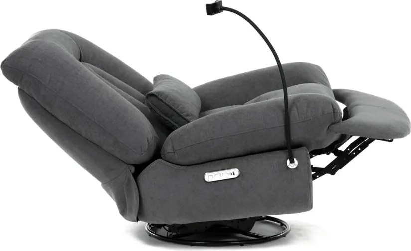 Polohovací křeslo TV-7081 GREY2, elektrické zabudované ovládání, látka, šedá (118 x 112) cm