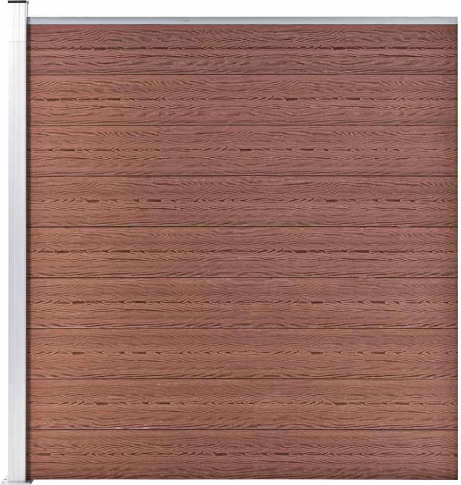 Plotová sada WPC 4 čtvercové + 1 šikmý díl 792 x 186 cm hnědá 3053218