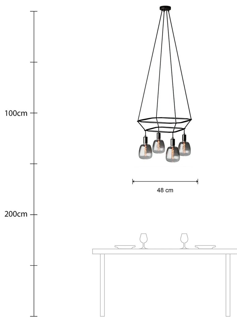 creative cables Lustr cage 2 bona se 4 žárovkami z edice pastel Barva: Chrom