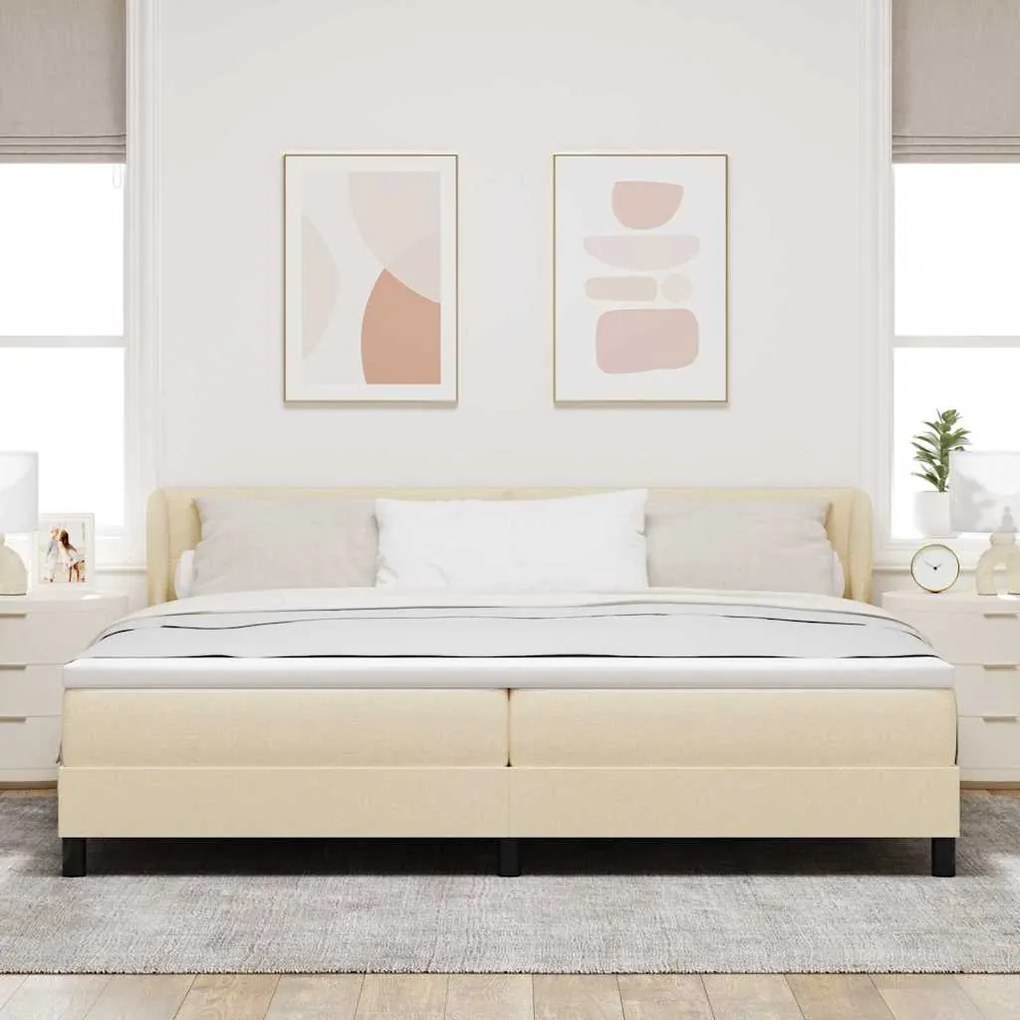 Postel s boxspringem s čelo Krémová 200 x 200 cm textil 3340050