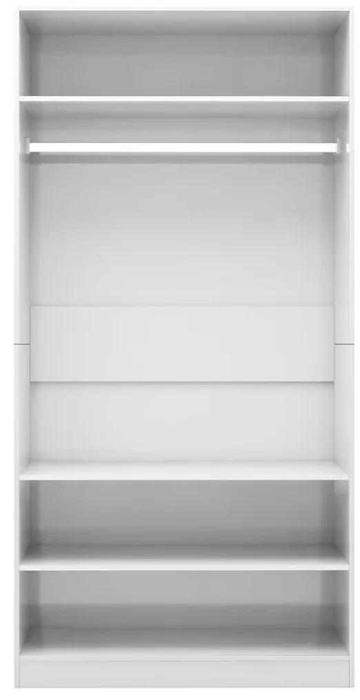 Šatní skříň bílá s vysokým leskem 100 x 50 x 200 cm dřevotříska - Default Title