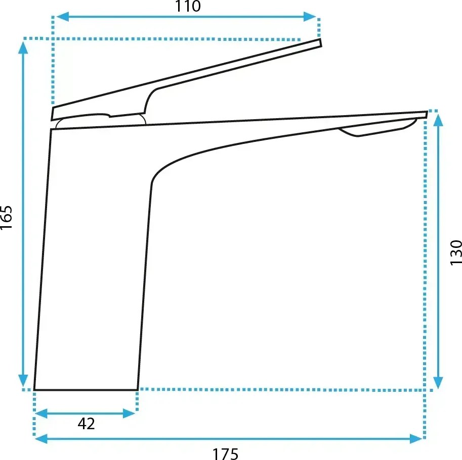 Rea Avalon, umyvadlová baterie h-165, černá matná, REA-B1117