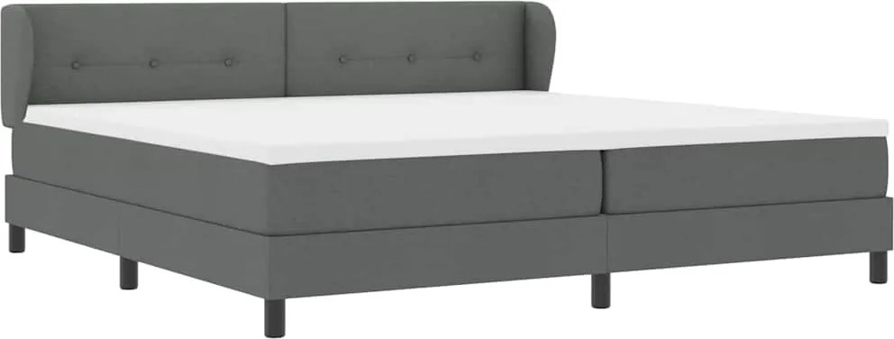 Postel s boxspringem s čelo Tmavě šedá 200 x 200 cm textil 3340046