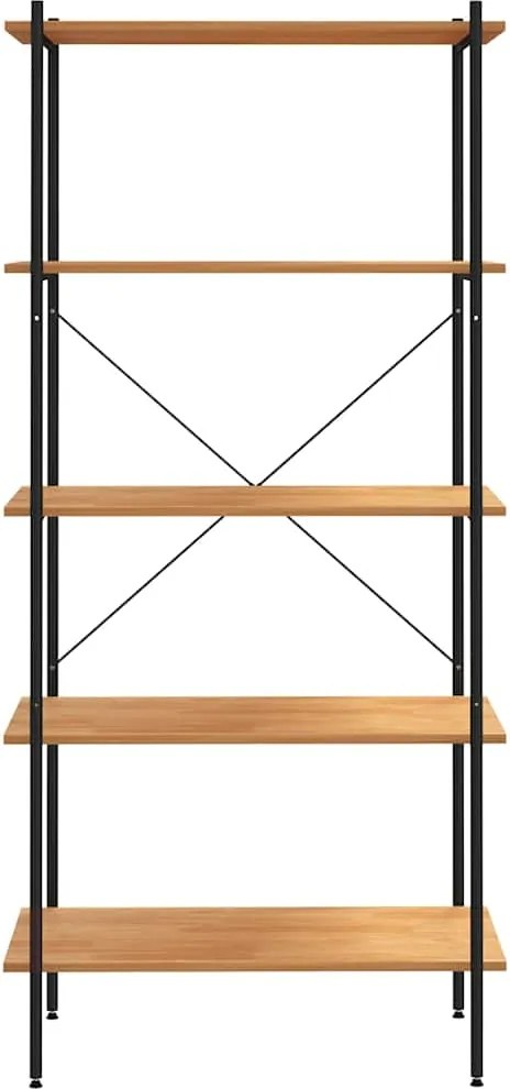 Policový regál s 5 policemi černý a dub 80 x 40 x 163 cm 336348