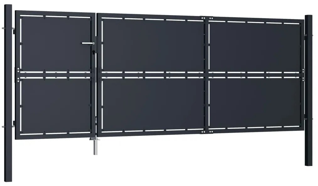 vidaXL Marketos Zahradní brána ocelová 350 x 125 cm antracitová