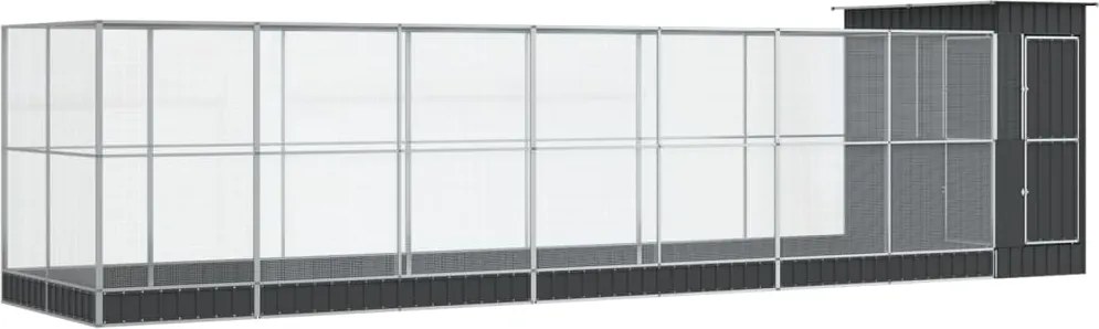 Voliéra s nástavbou stříbrná 830 x 203 x 216 cm ocel 3214260