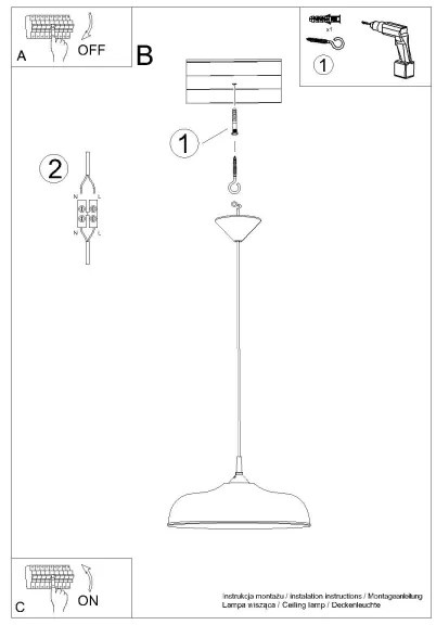 Sollux SL.1329 - Lustr na lanku GINA 1xE27/15W/230V pr. 38 cm bílá