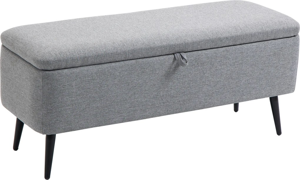 HOMCOM Lavice s úložným prostorem, nosnost až 150 kg, čalouněná lavice do obývacího pokoje, předsíně a ložnice, ocelové nohy, 101x38.5x44.5cm | Aosom…