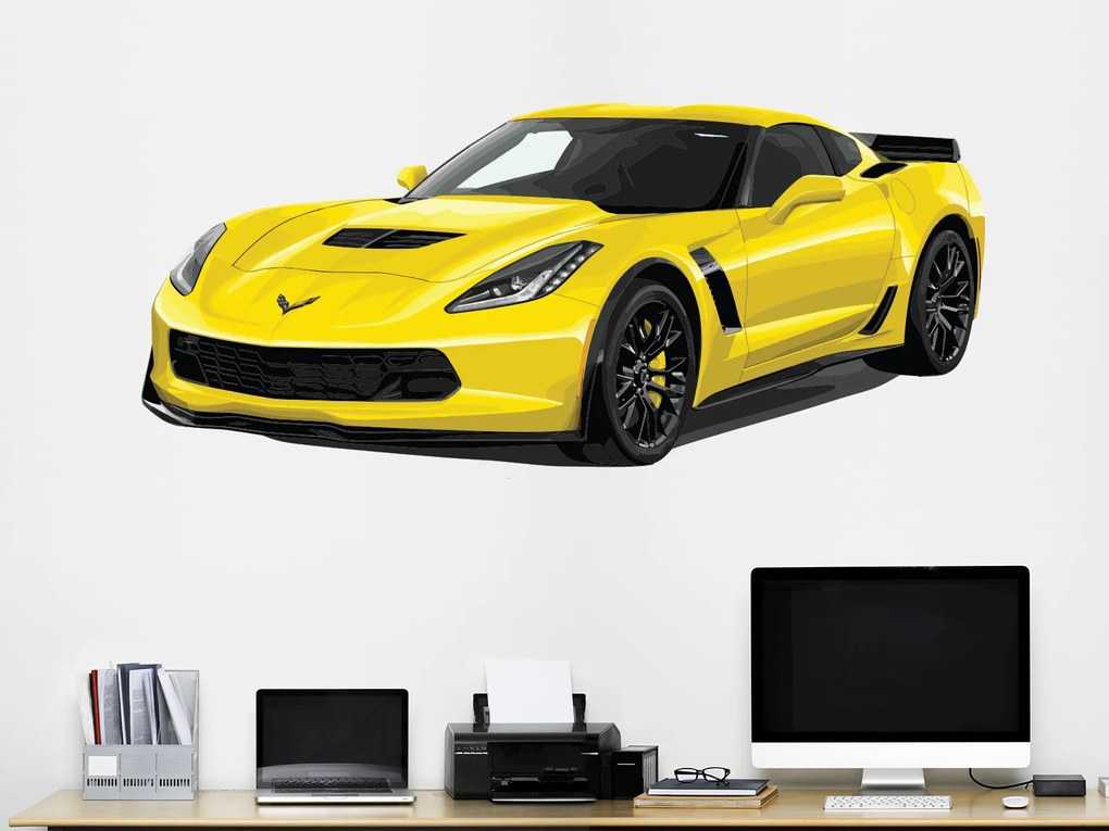 Chevrolet Corvette textilní přelepitelná samolepka na zeď 47 x 22 cm