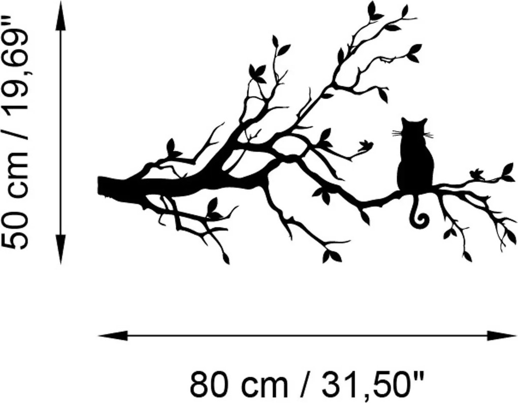 Nástěnná kovová dekorace Cat 12 černá