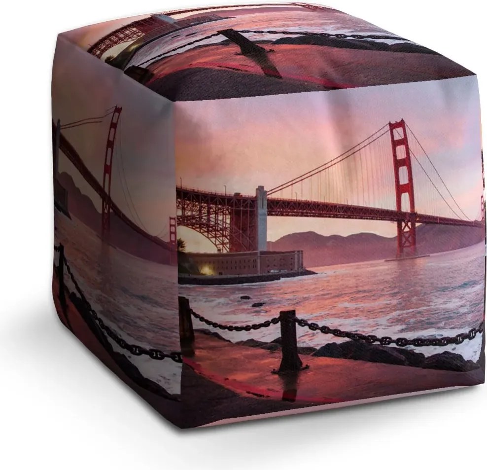 Sablio Taburet Cube Golden Gate - 60x60x60 cm