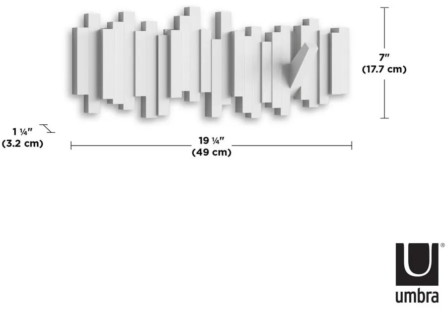 Bílý plastový nástěnný věšák Sticks – Umbra