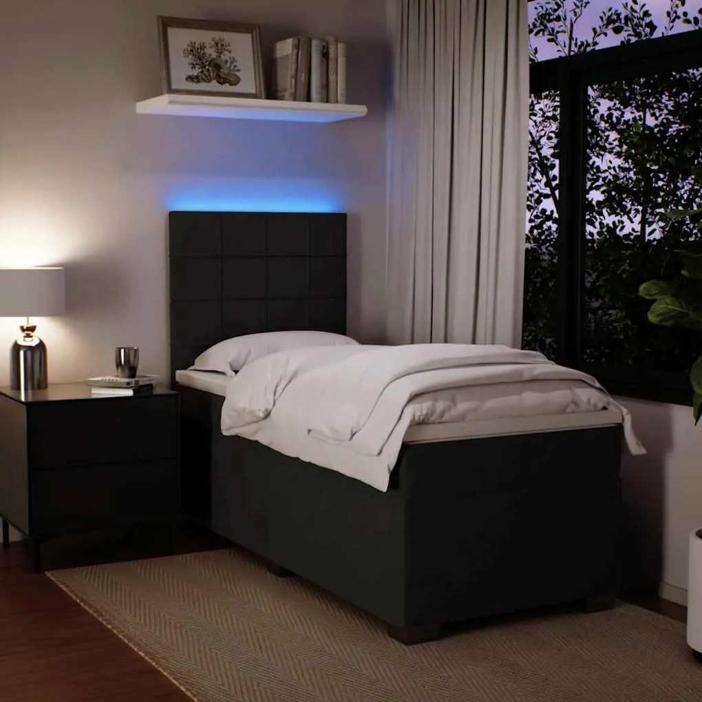 Box spring postel s matrací černá 80 x 200 cm samet 3293064