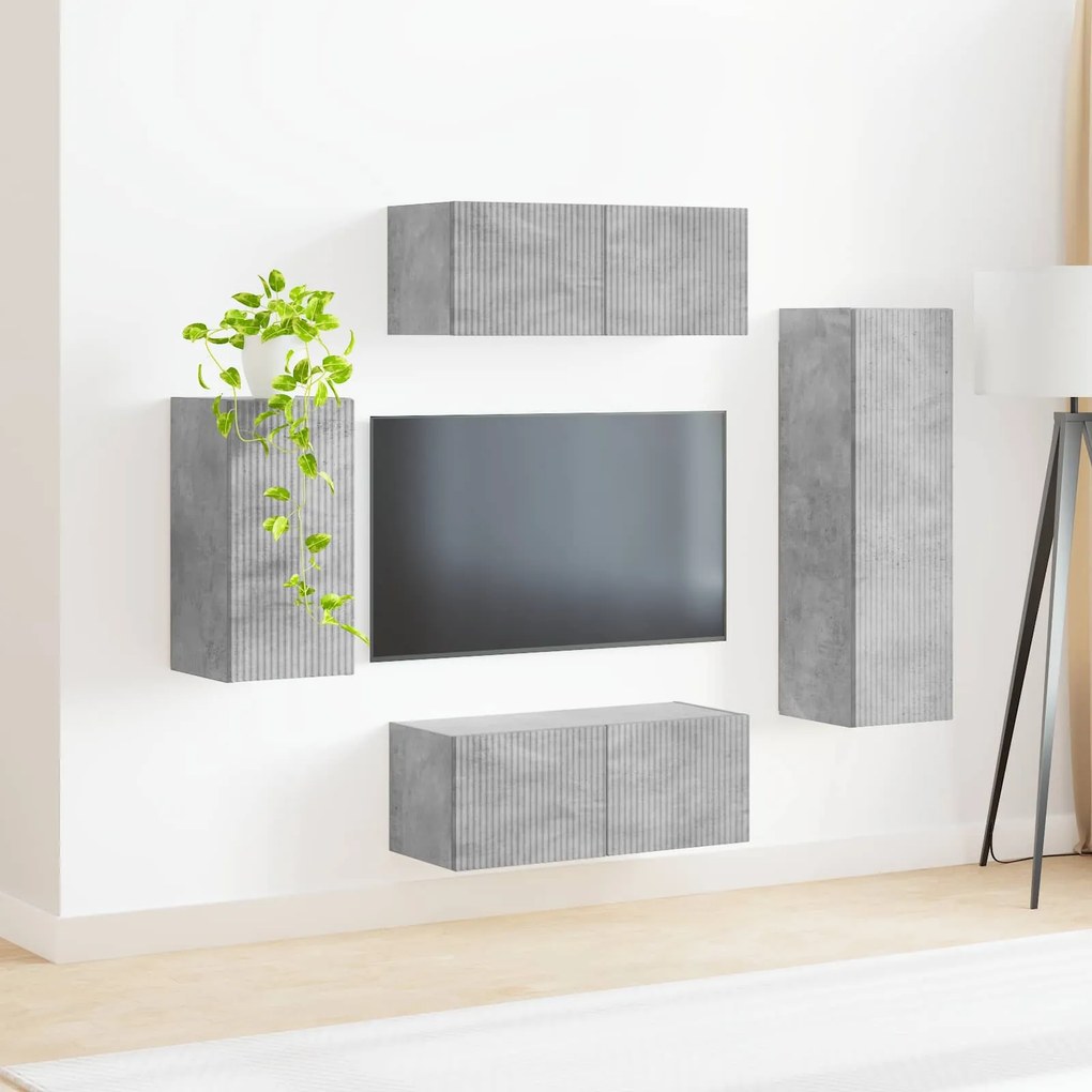 Sestava TV skříněk 4 ks Betonově šedá Kompozitní dřevo 3409009