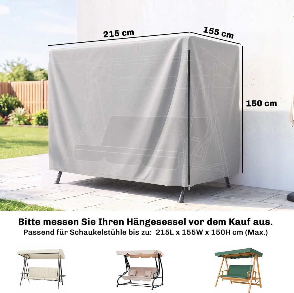 Outsunny Kryt na zahradní nábytek Ochranný kryt na venkovní nábytek, 215 cm x 155 cm x 150 cm, šedý