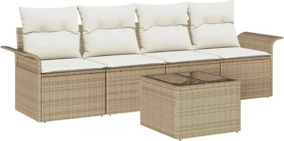 Set pohovek 5 ks Béžová polyratan 3345231