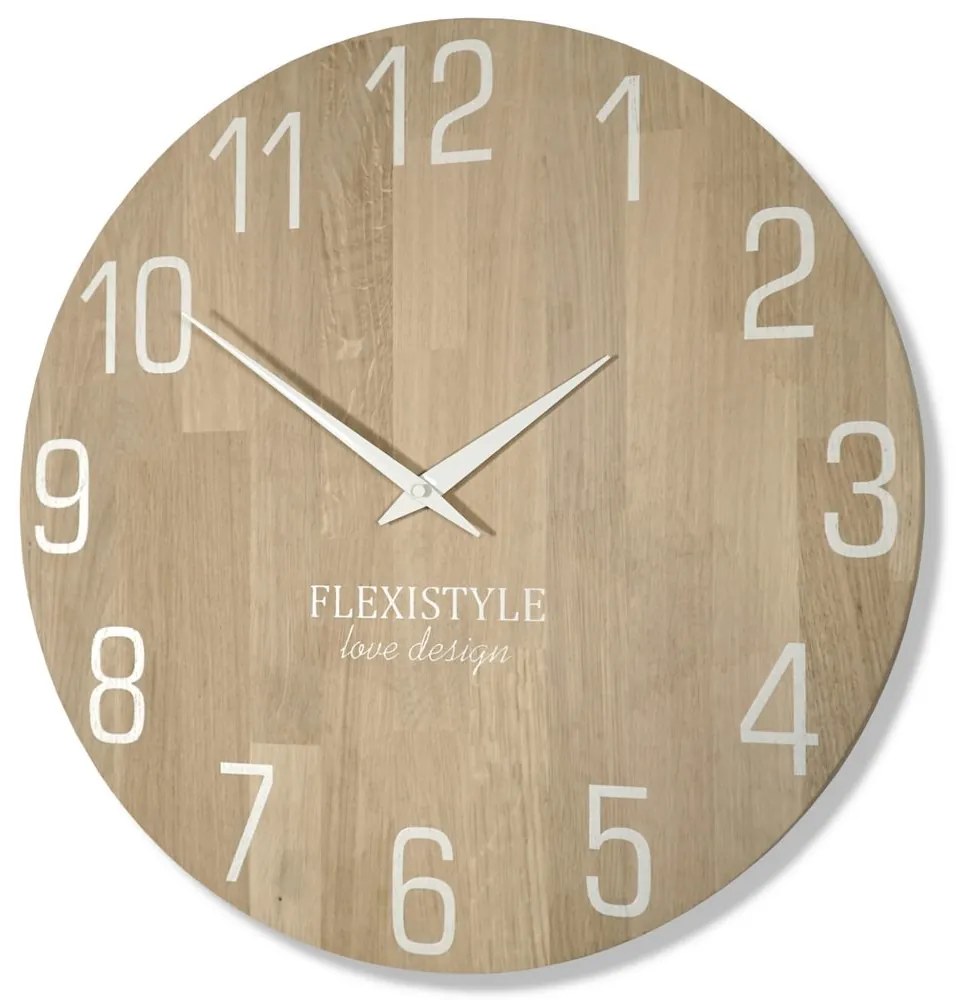 Flexistyle z228 - nástěnné hodiny z přírodního dubu s průměrem 50 cm