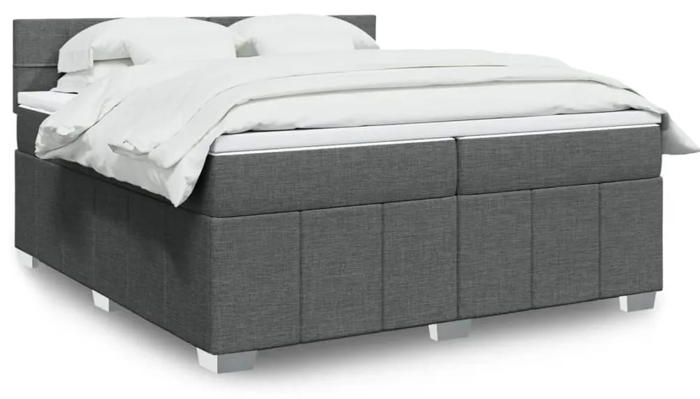 Box spring postel s matrací tmavě šedá 200x200 cm textil 3289476