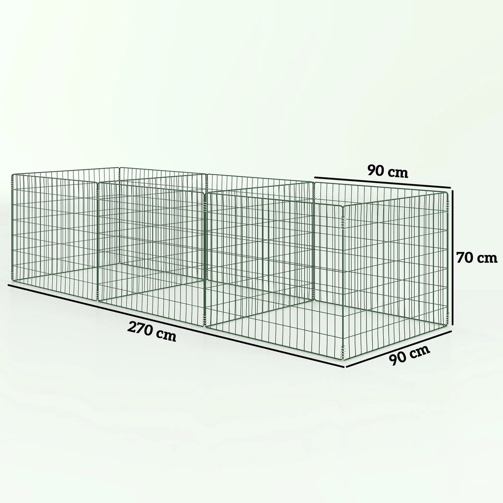 Kompostér 1680 litrů, 270 x 90 x 70 cm Třídílný rychlokompostér z oceli, odolný proti povětrnostním vlivům Zelený