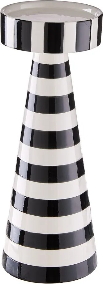 STRIPES Svícen na sloupovou svíčku 25 cm - černá/bílá