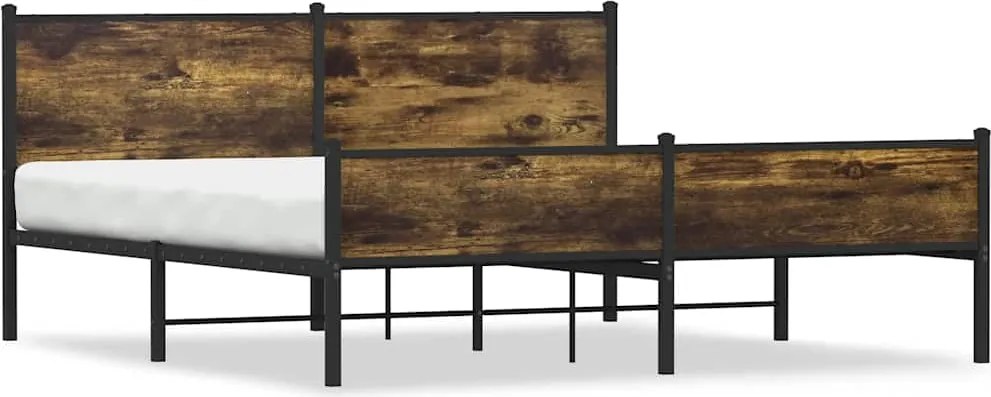 Kovový rám postele bez matrace kouřový dub 183 x 213 cm 3301388
