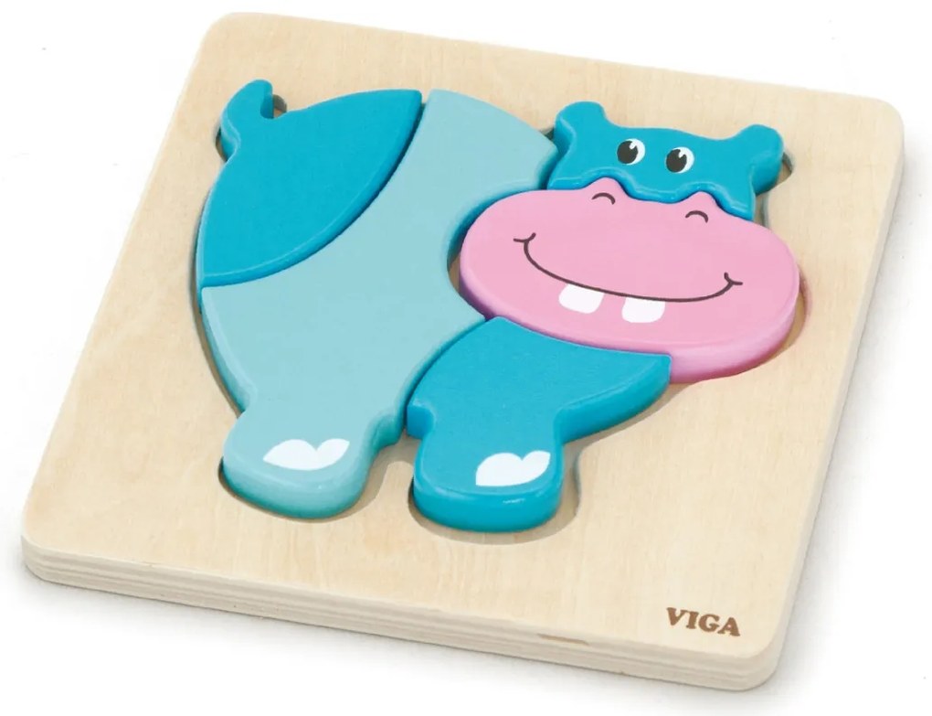 Dřevěné puzzle pro nejmenší - hroch