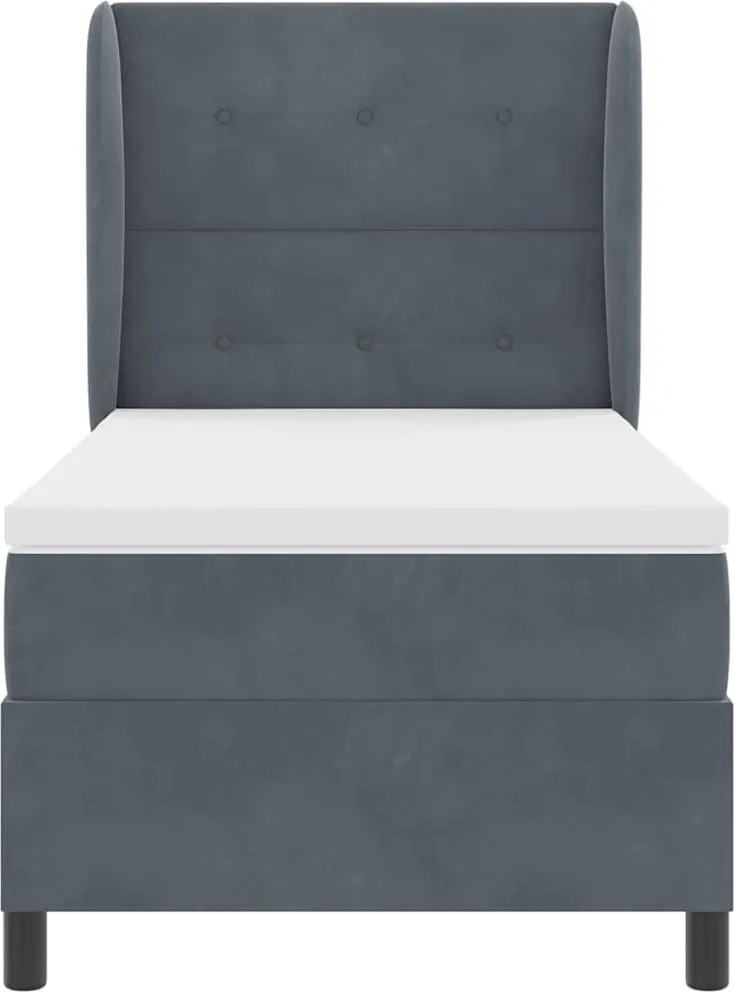 Postel s boxspringem s čelo Tmavě šedá 200 x 80 cm samet 3340899