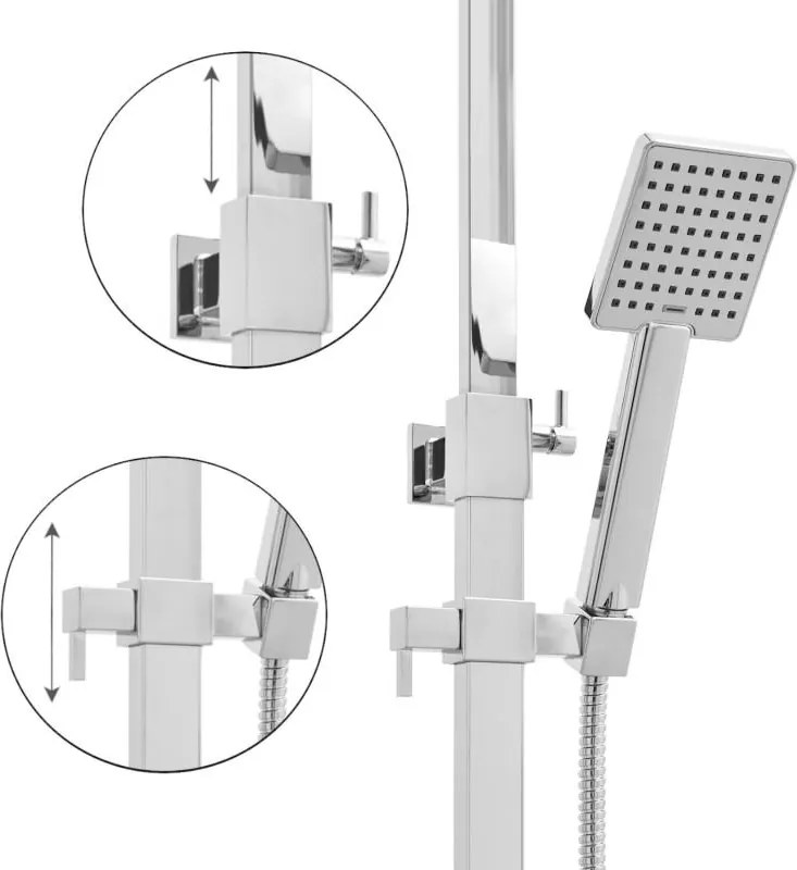 Sprchová tyč TAYLOR s ruční a dešťovou sprchou - 25x25 cm - chromová