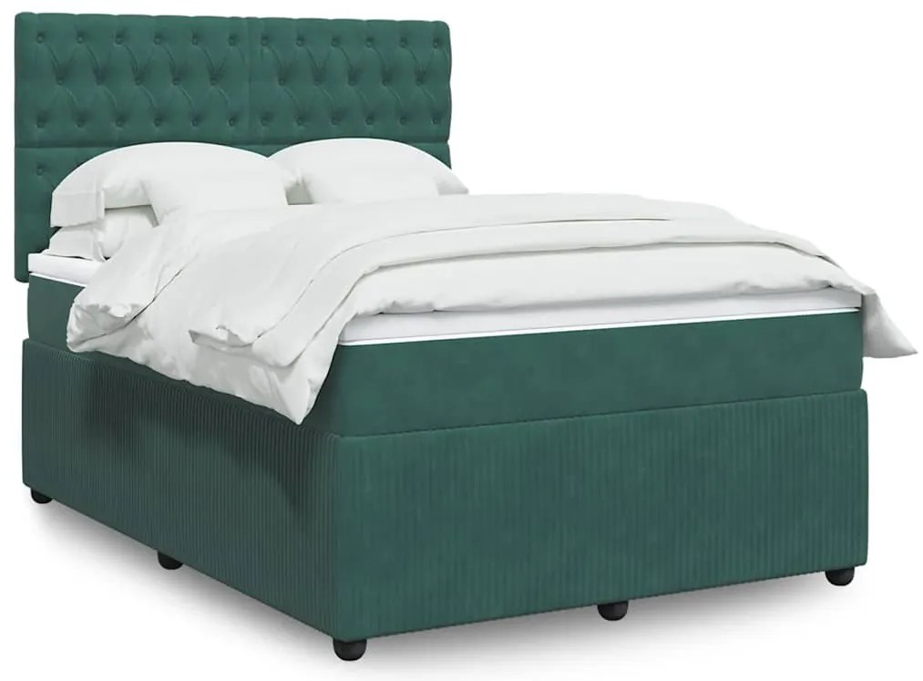 Box spring postel s matrací tmavě zelená 160x200 cm samet 3294691