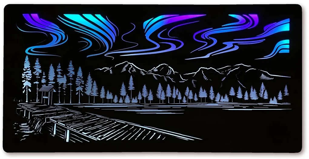 Li-Go "Polární záře" světelný RGBW obraz 120x60cm provedení povrchu: černá s patinou