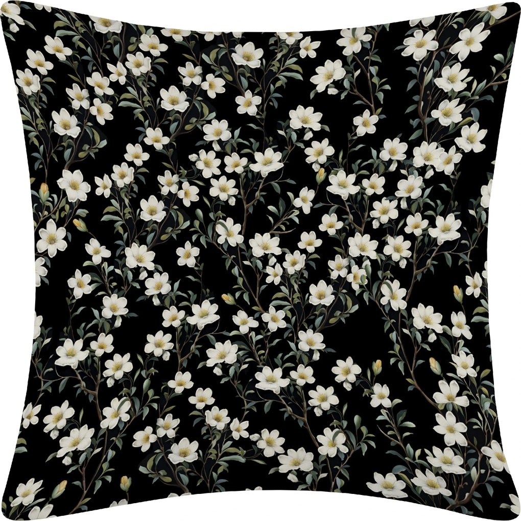 Perkálový bavlněný povlak na polštář Půlnoční kvítí Velikost: 40 x 40