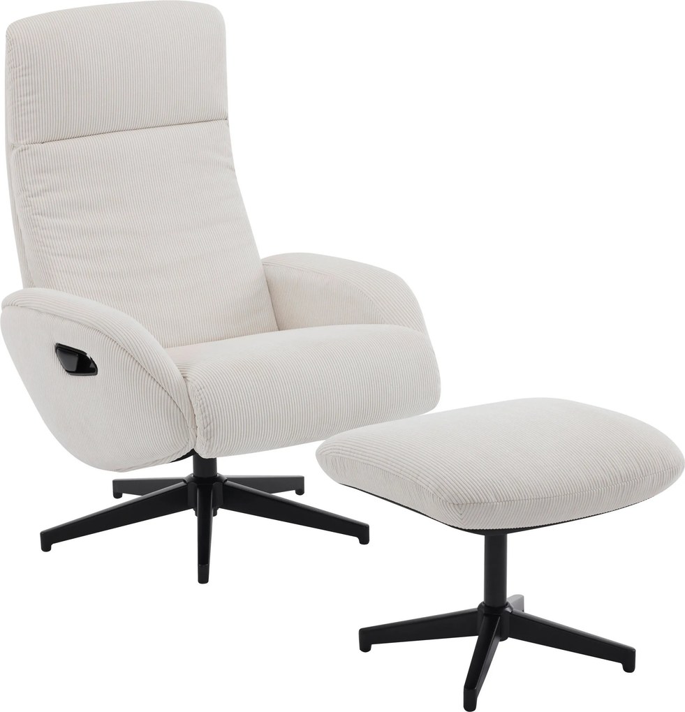 XXXLutz RELAXAČNÍ KŘESLO S TABURETEM, kov, textil, černá, béžová Xora - Křesla klasická - 000788001602