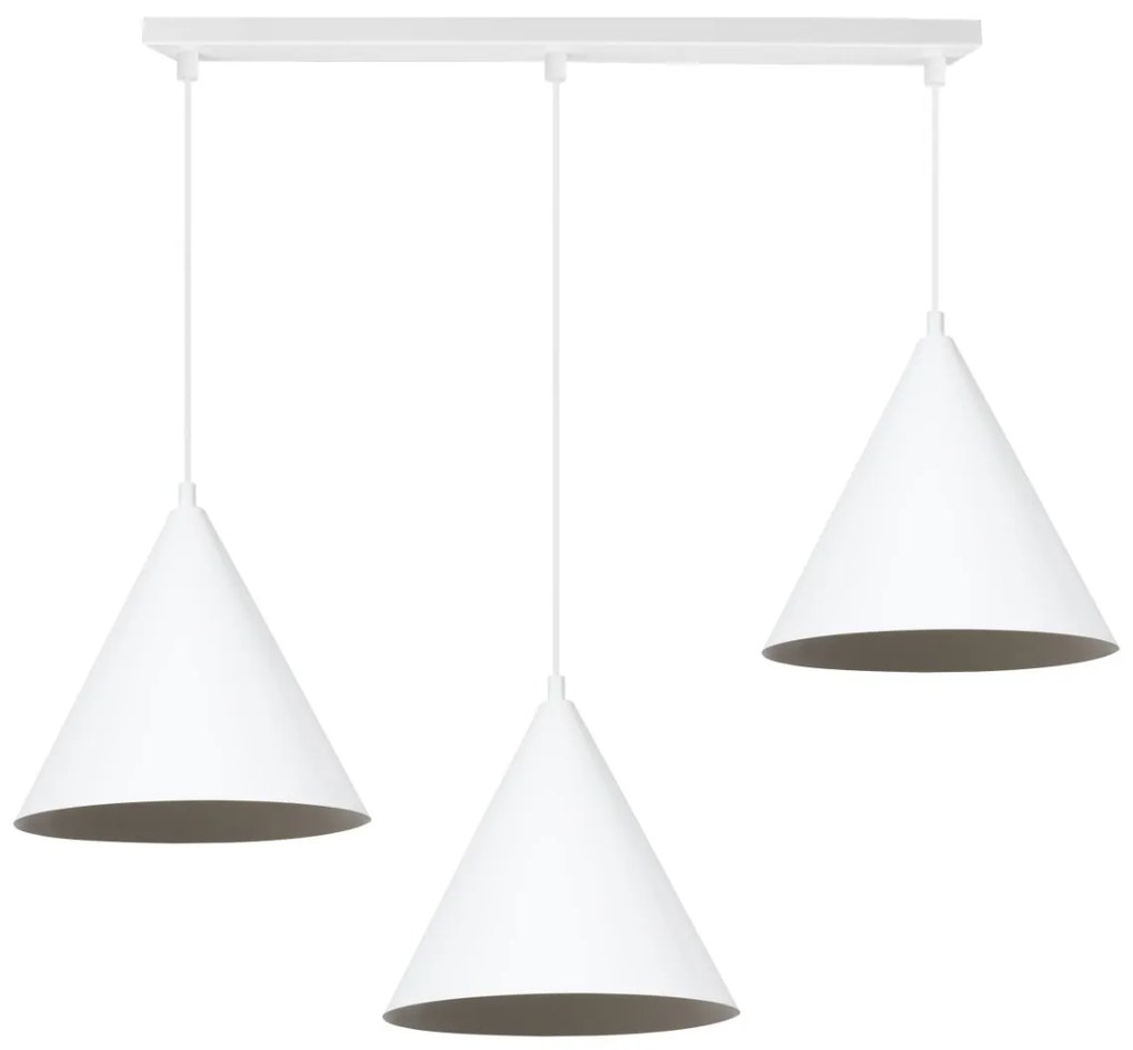 Závěsné svítidlo Soho, 3x bílé kovové stínítko, (fi 25cm)