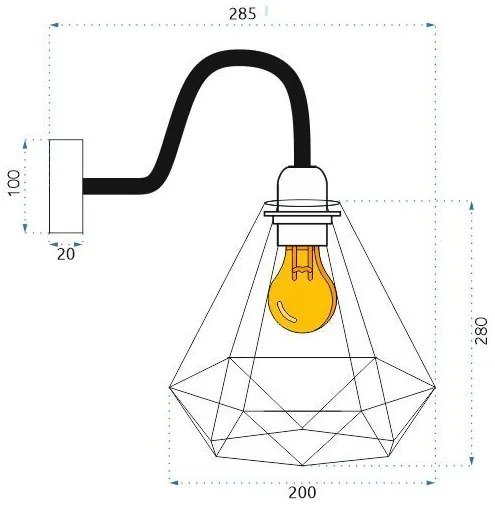 Toolight - Nástěnná lampa Reno 1xE27 180986C, černá, OSW-00014