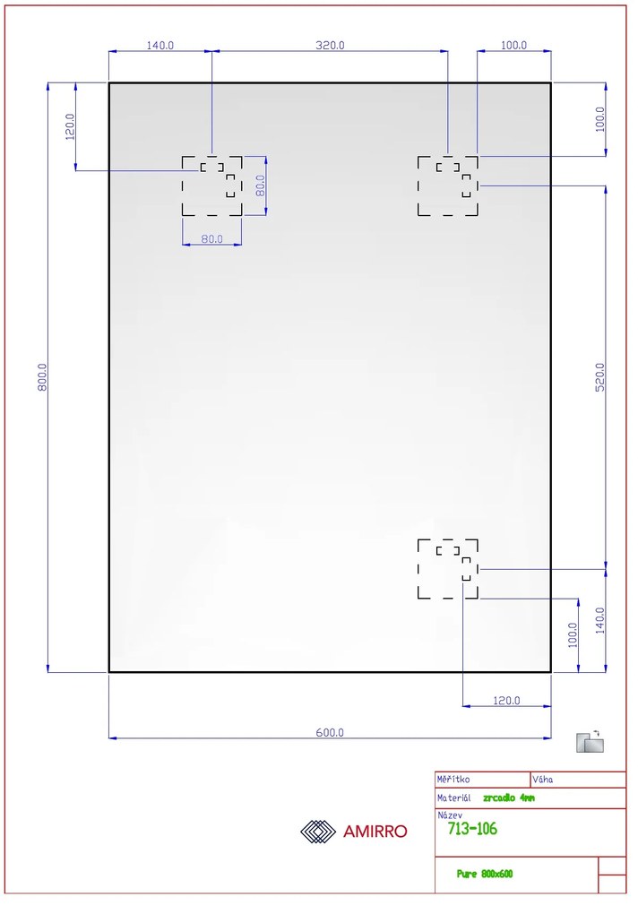 Amirro Zrcadlo na chodbu do předsíně nástěnné PURE 5 mm 60 x 80 cm s leštěnou hranou 713-106